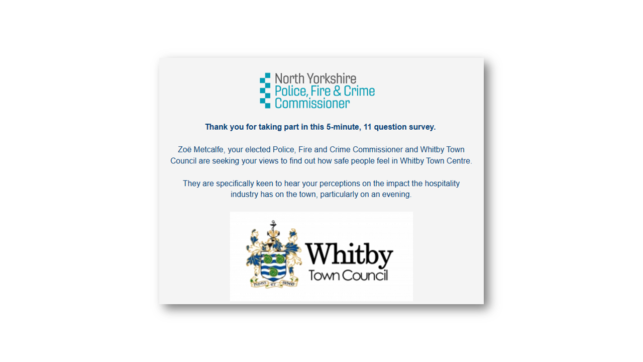 Commissioner Zoë launches survey in Whitby to determine how safe ...